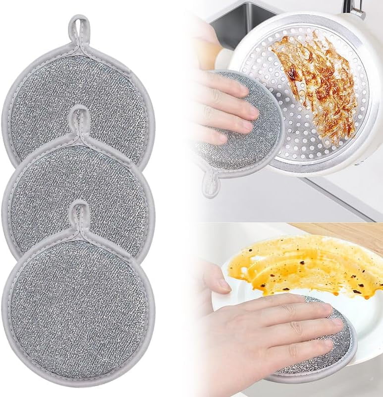 3 Pack New Multifuctional Wire Dishwashing Rags for Wet and Dry, Round ...