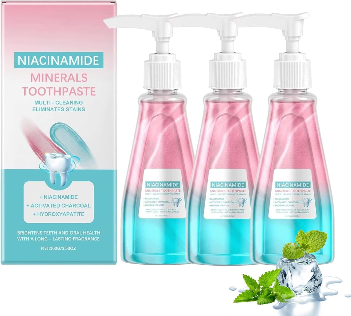 3 Pack Niacinamide Toothpaste Niacinamide Intensive Toothpaste Natural Triple for Sensitive ...