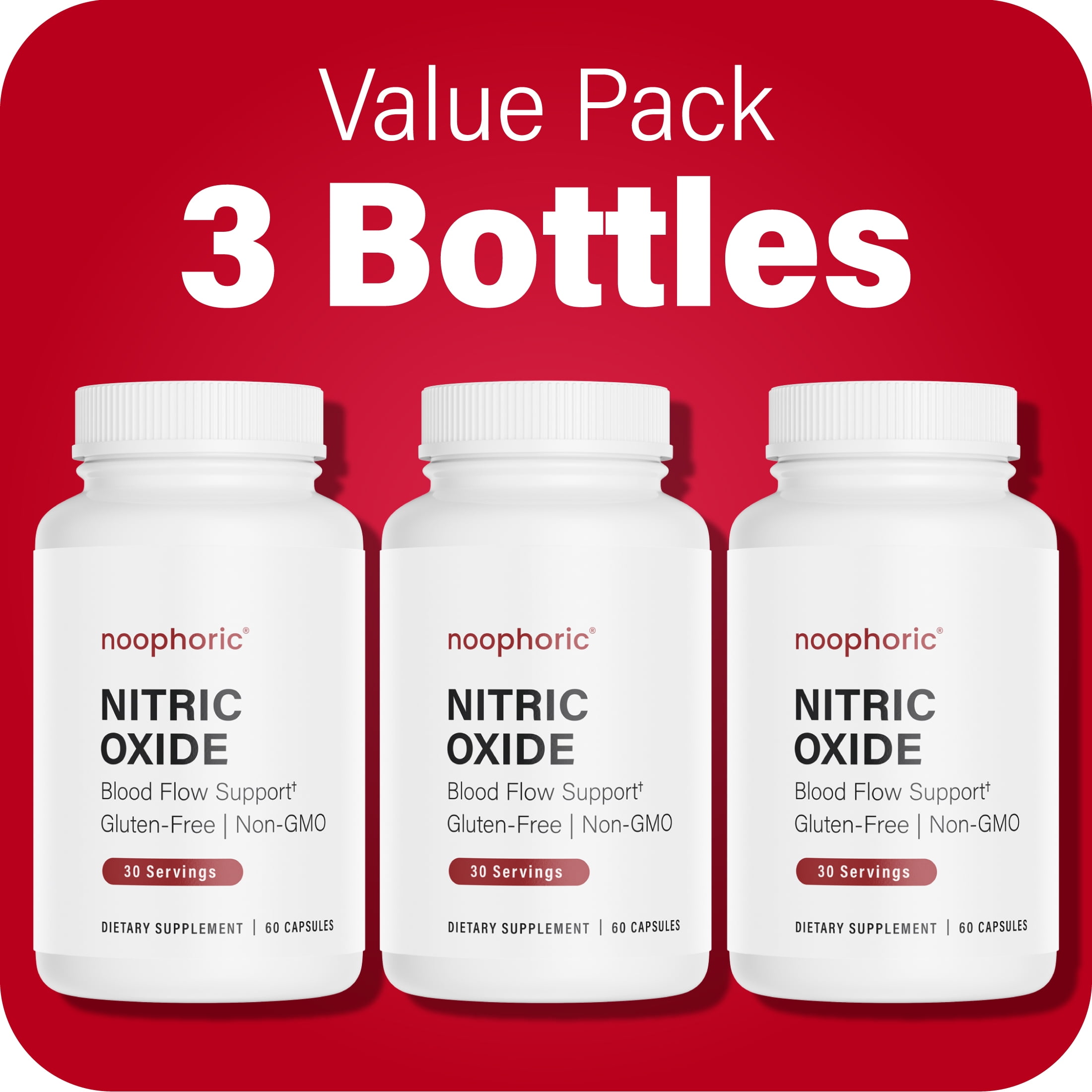 (3 Pack) Noophoric Nitric Oxide Booster - Blood Flow Supplement - L ...