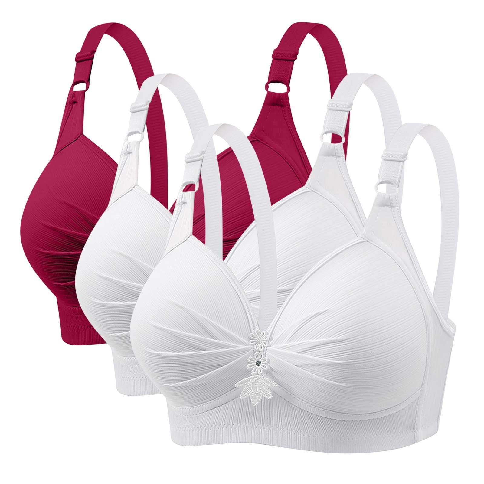 Yijfswar 3 Pack No Underwire Bras for Women T-Shirt Bra Wirefree ...