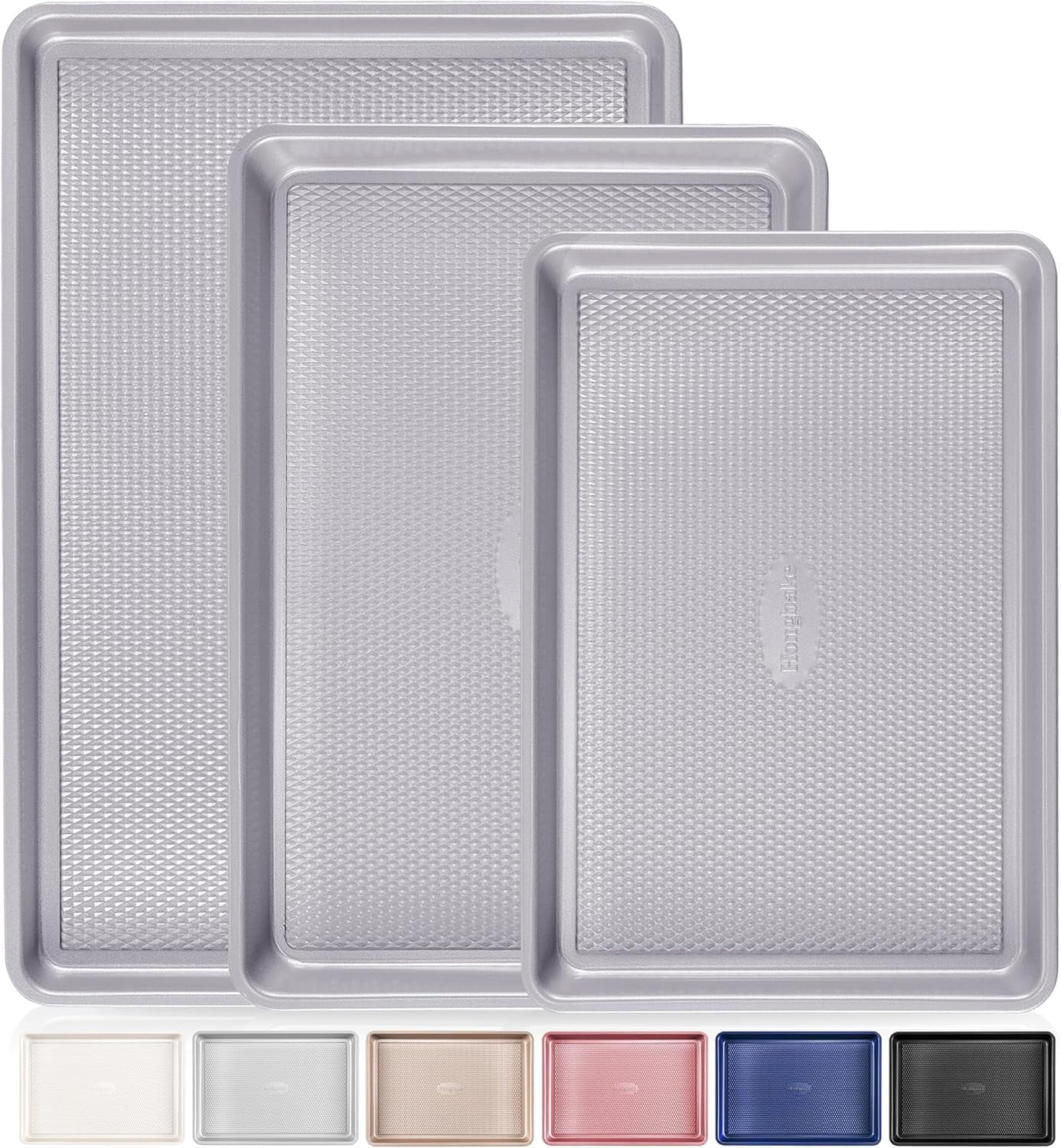 3 Pack Nonstick Ceramic Baking Sheet Pan Set for Oven, Non-Toxic Half ...
