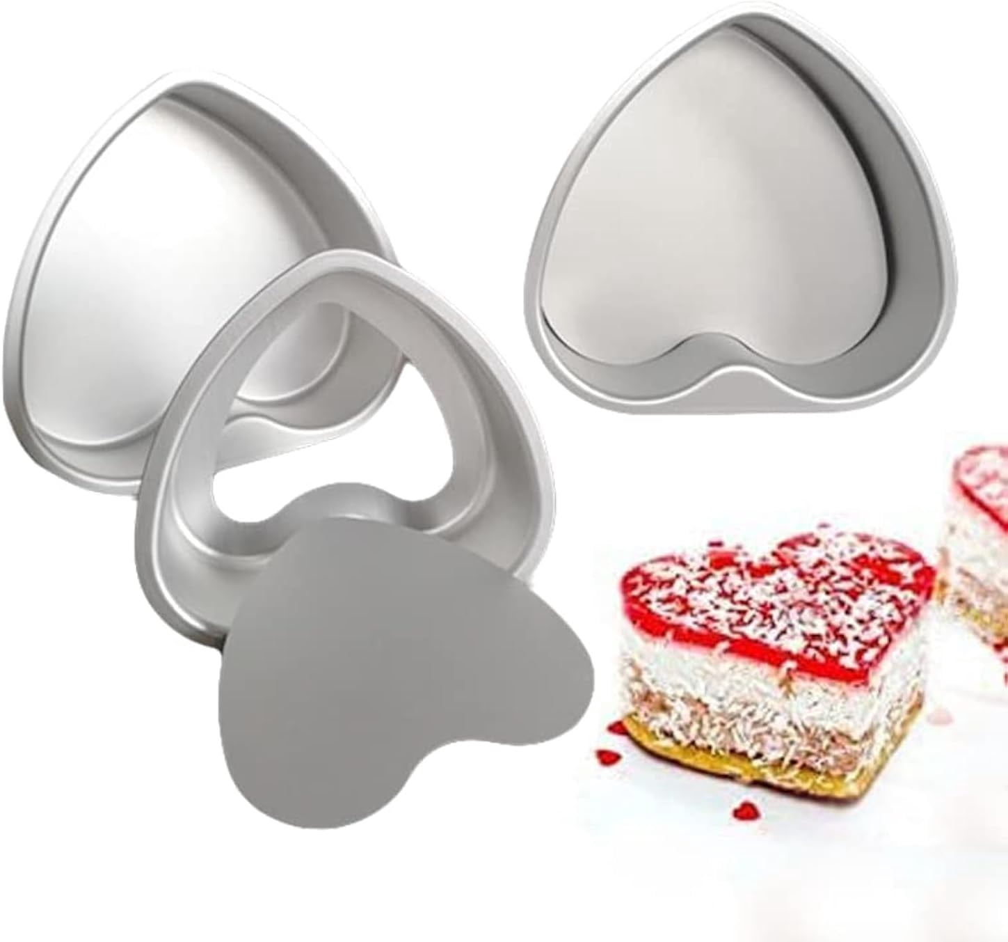 3 Pack Nonstick Mini Heart Shape Pie Pans with Removable Bottom 4-inch ...