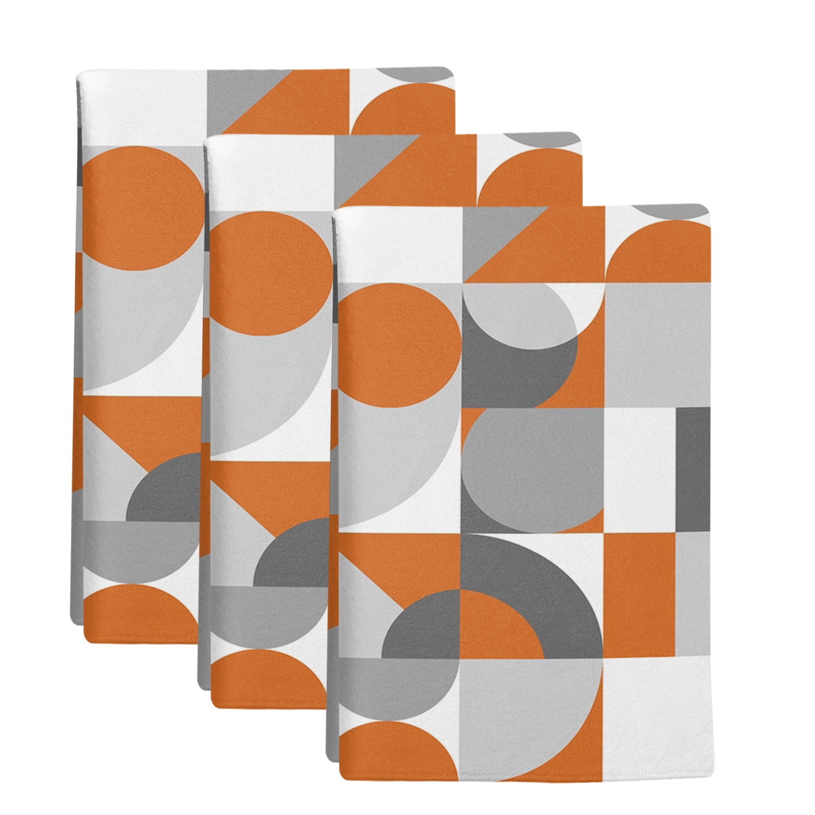 3 Pack Nordic Retro Kitchen Towels Orange Grey Geometric Abstract Art ...