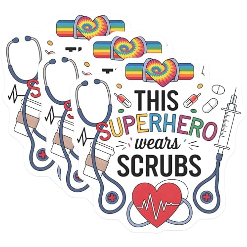 (3 Pack) Nurse Decals - Superhero Scrubs Sticker - Medical Staff ...