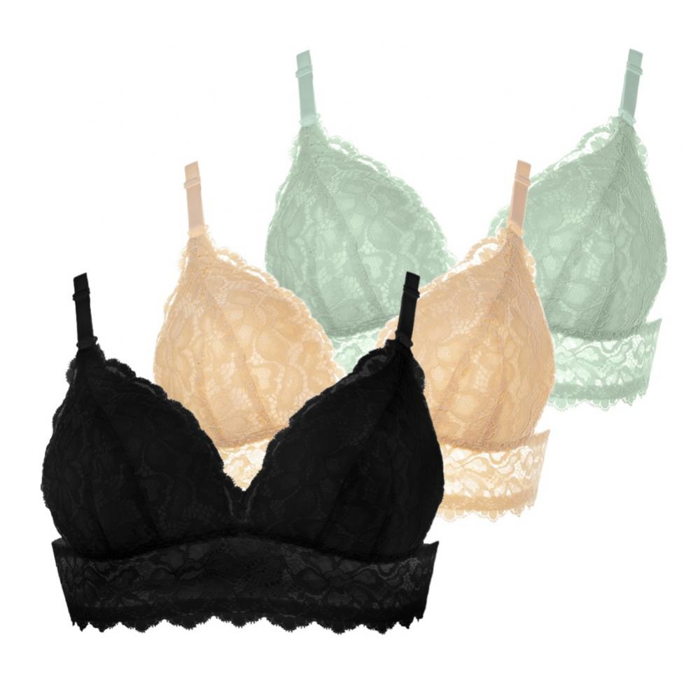 3 Pack Nursing Bra for Breastfeeding Maternity Bras Push Up Floral Lace ...