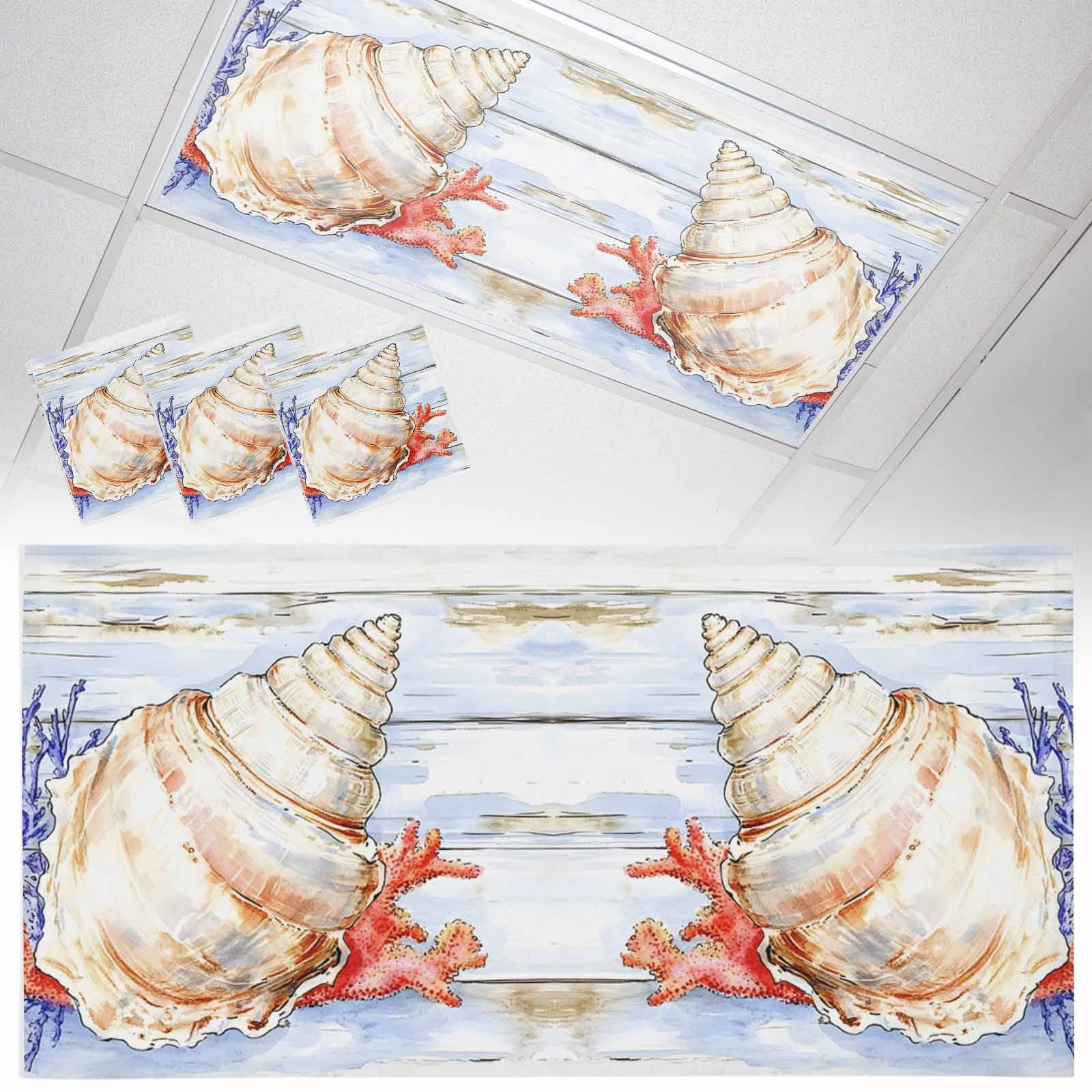 3 Pack Ocean Life Fluorescent Light Covers for Ceiling Lights Marine ...