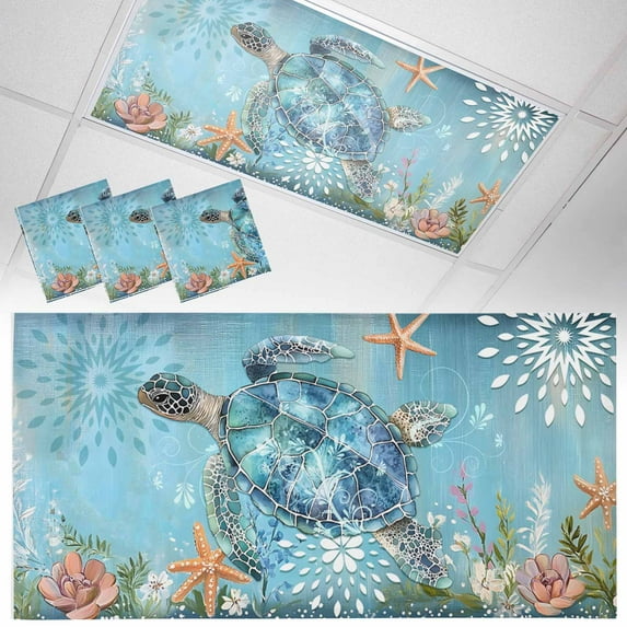 3 Pack Ocean Sea Fluorescent Light Covers for Ceiling Lights Turtle ...