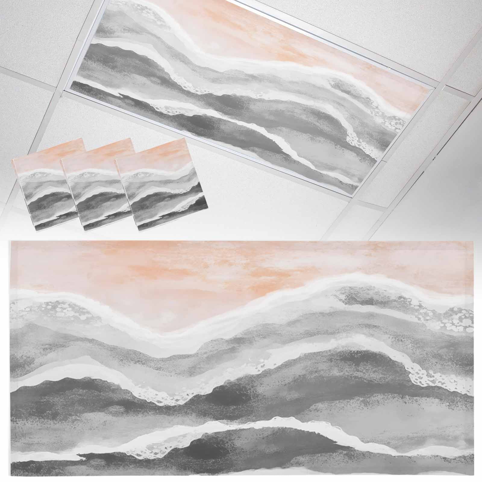 3 Pack Ocean Wave Fluorescent Light Covers for Ceiling Lights Gray ...