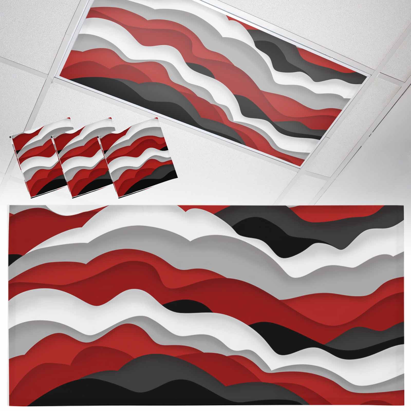 3 Pack Ocean Waves Fluorescent Light Covers for Ceiling Lights Black ...
