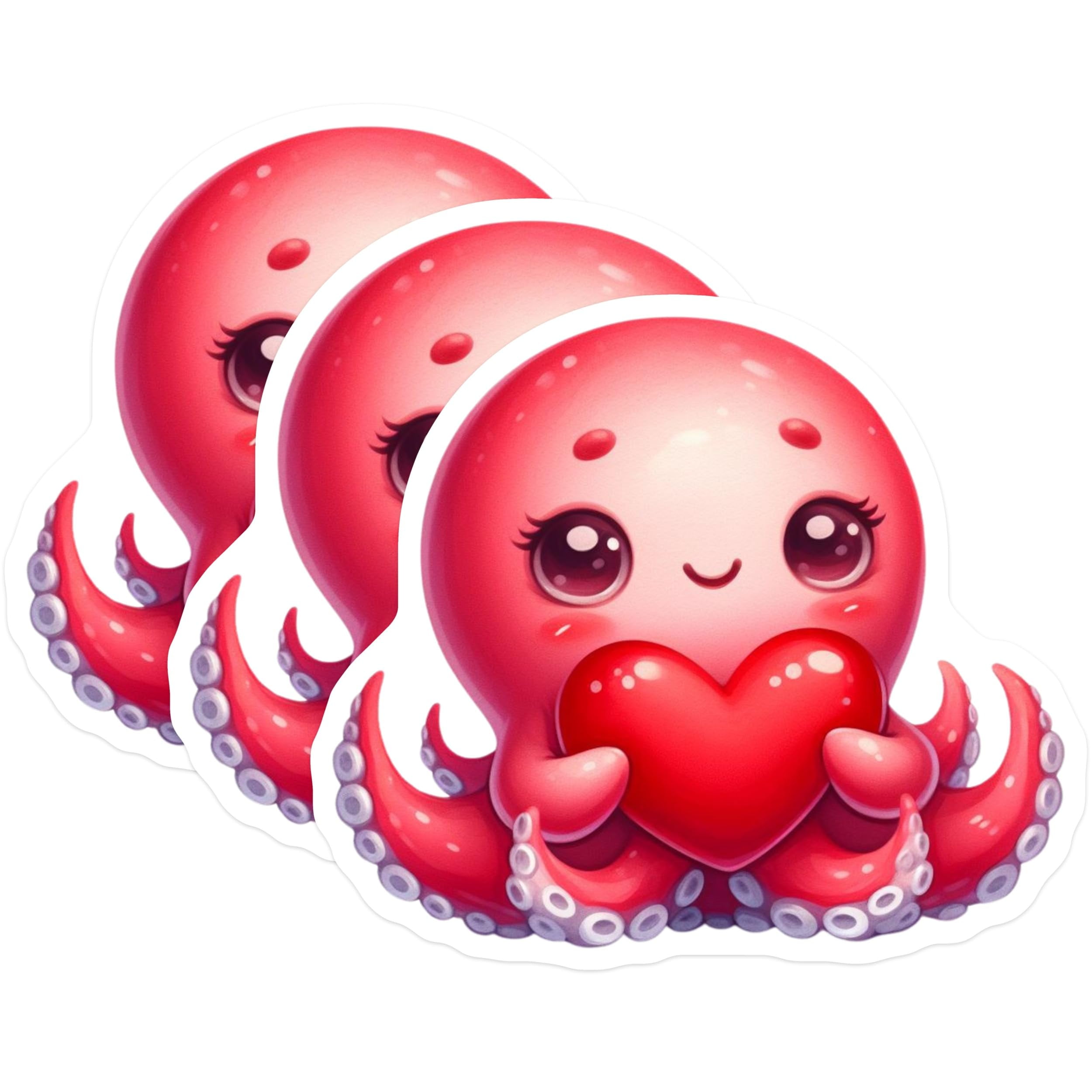 (3 Pack) Octopus Decals - Cute Kawaii - Heart Graphic - Laptop Decal ...