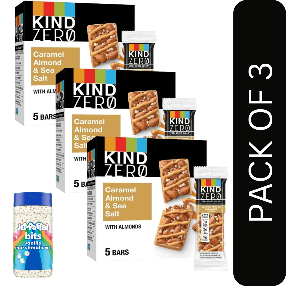 3 Pack Of KIND ZERO Added Sugar Bars, Caramel Almond and Sea Salt ...