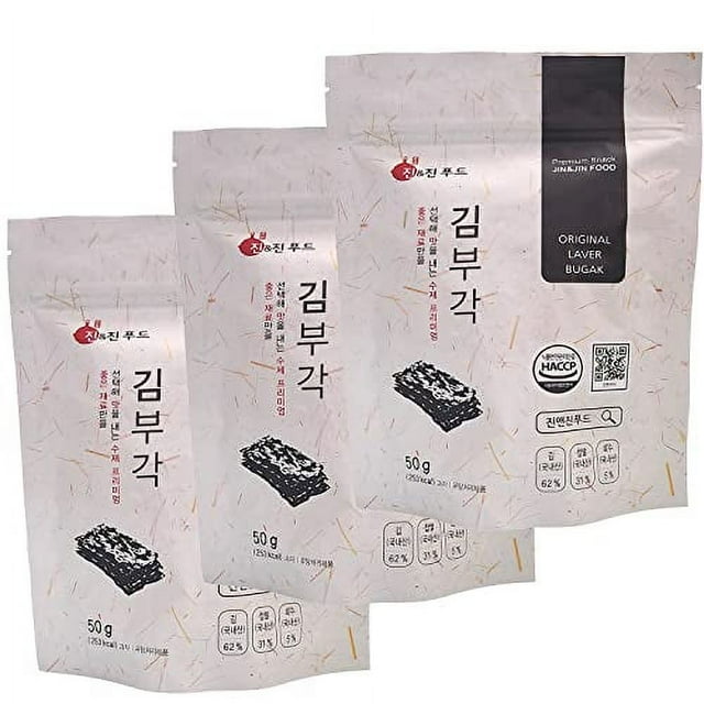3 Pack Of Korean Premium Traditional Seaweed Laver BUGAK Crispy Chips ...