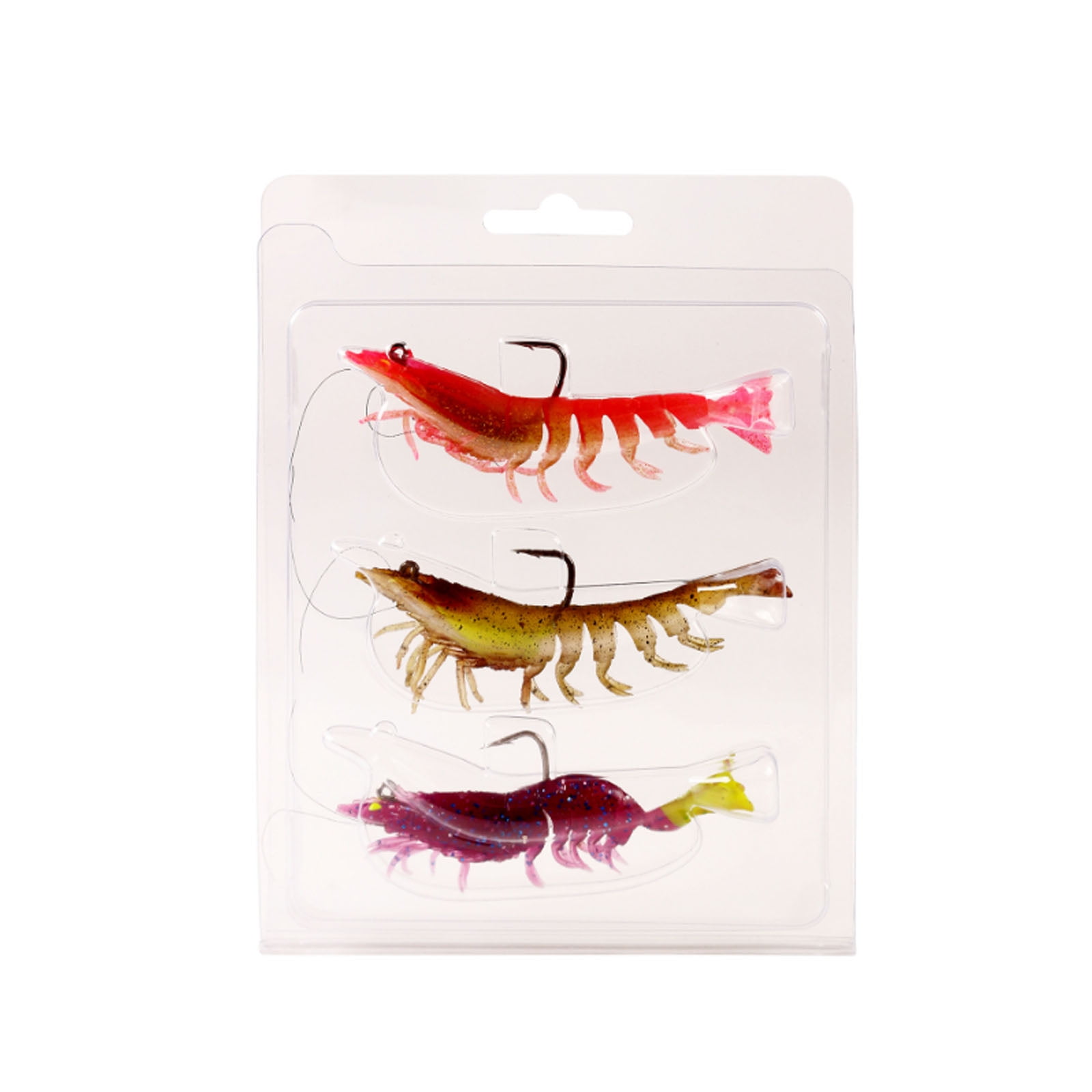 3 Pack Of Lead Shrimp Soft Bait,12G Luminous Shrimp Fake Bait,Curly ...