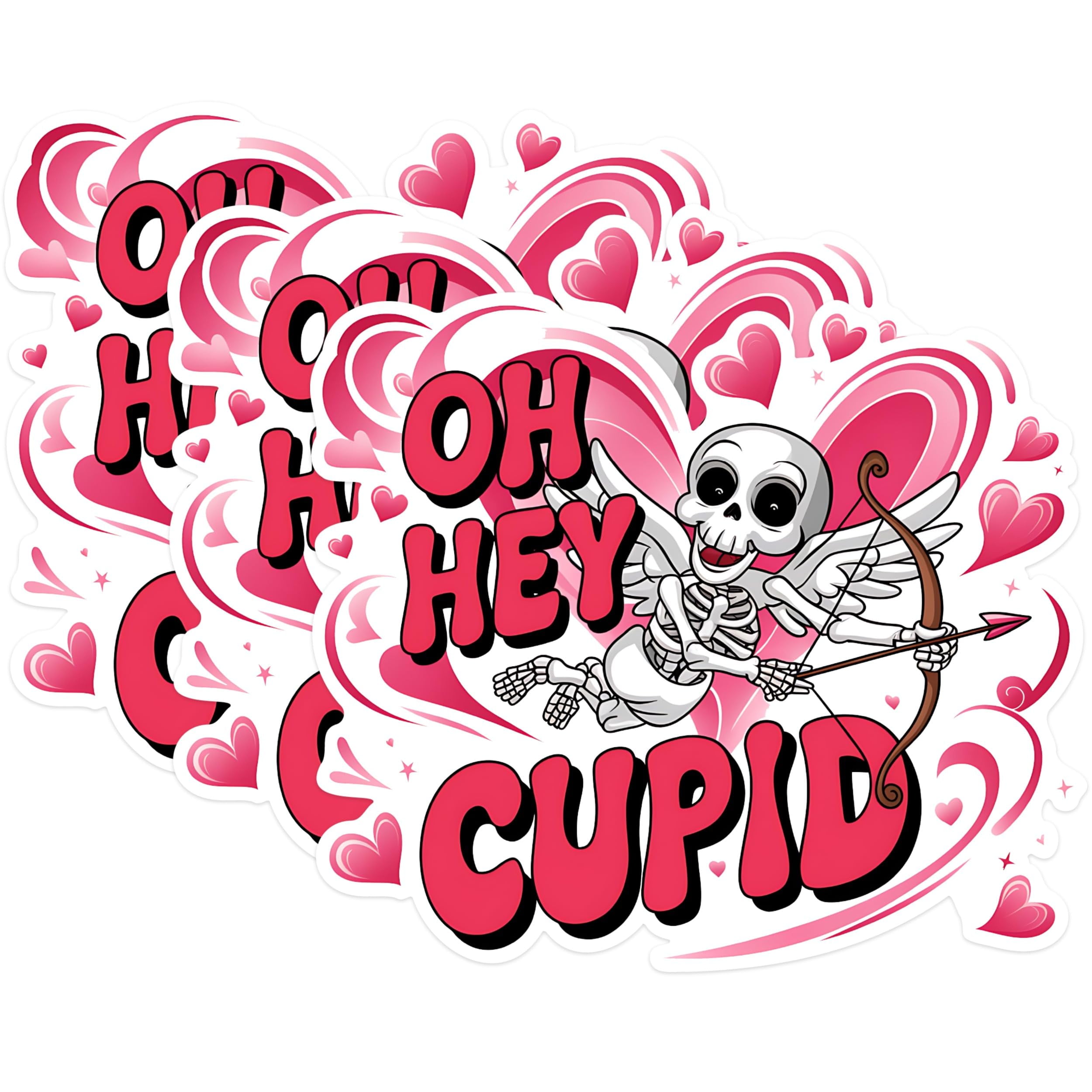 (3 Pack) Oh Hey Cupid Decals - Funny Valentine Decals - Skeleton Cupid ...