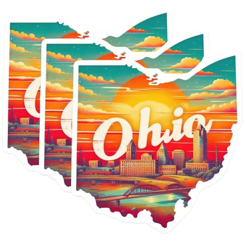 (3 Pack) Ohio Skyline Decals - Cityscape State - Laptop Decals - 3 ...
