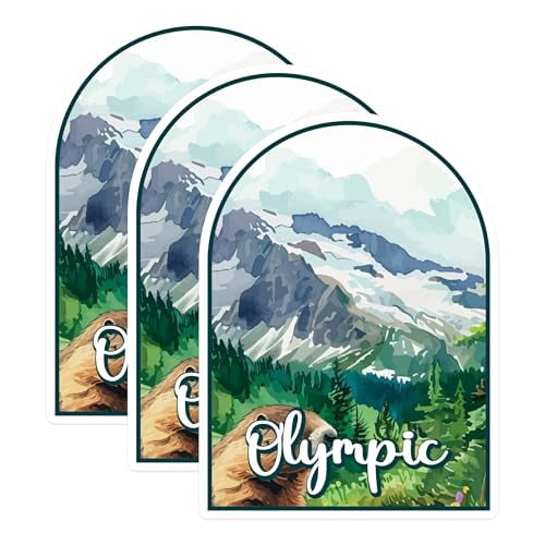 (3 Pack) Olympic National Park Decals - Marmot Stickers - Mountain ...