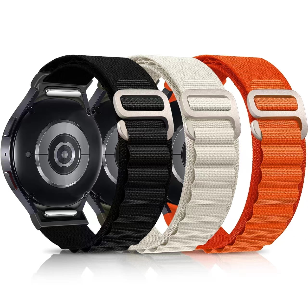 3 Pack One Click No Gap Nylon Sport Band Compatible with Samsung Galaxy Watch 6/5/4/7 Band 40mm ...