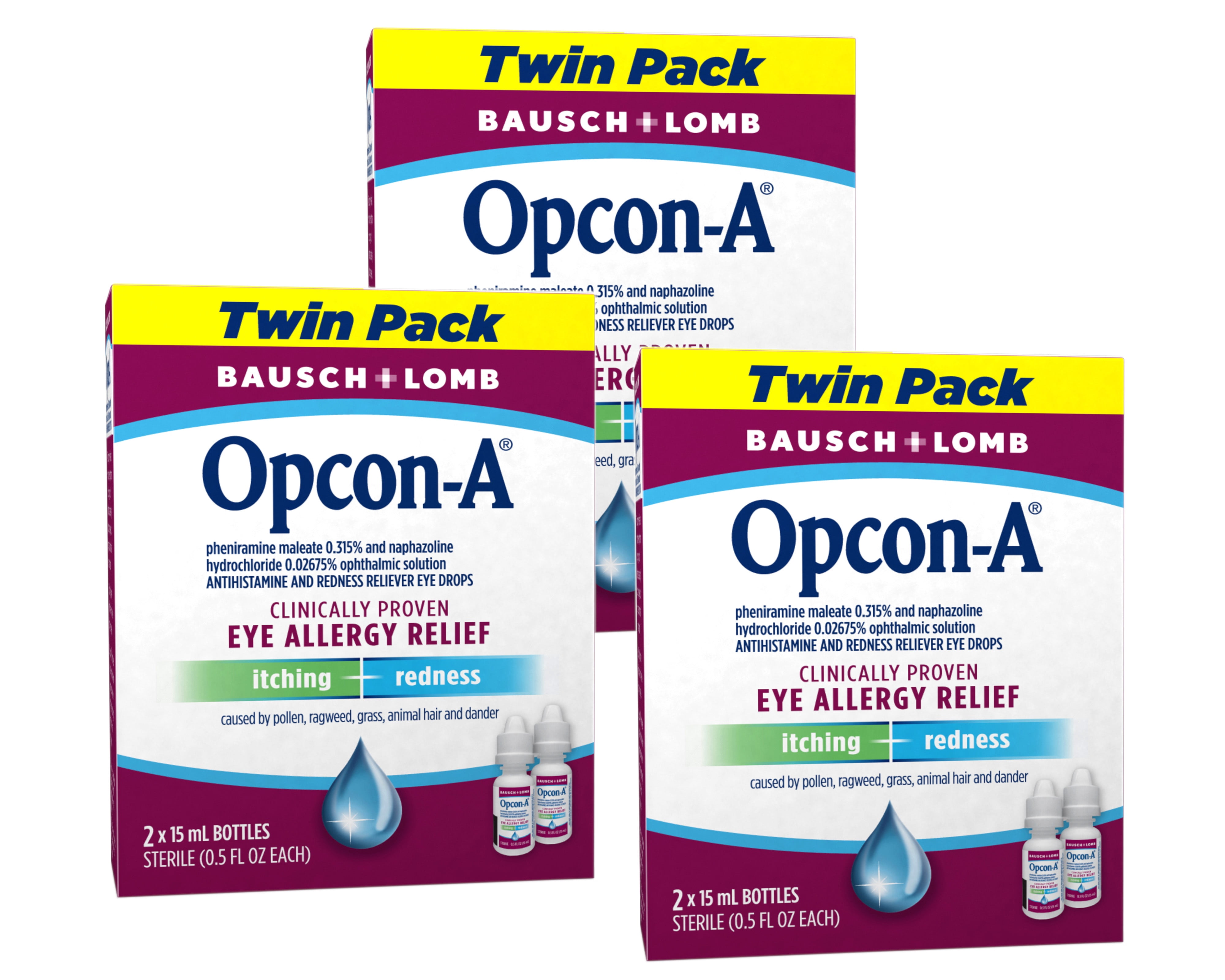 3 Pack - Opcon-A Eye Allergy Relief Drops–Antihistamine and Redness ...
