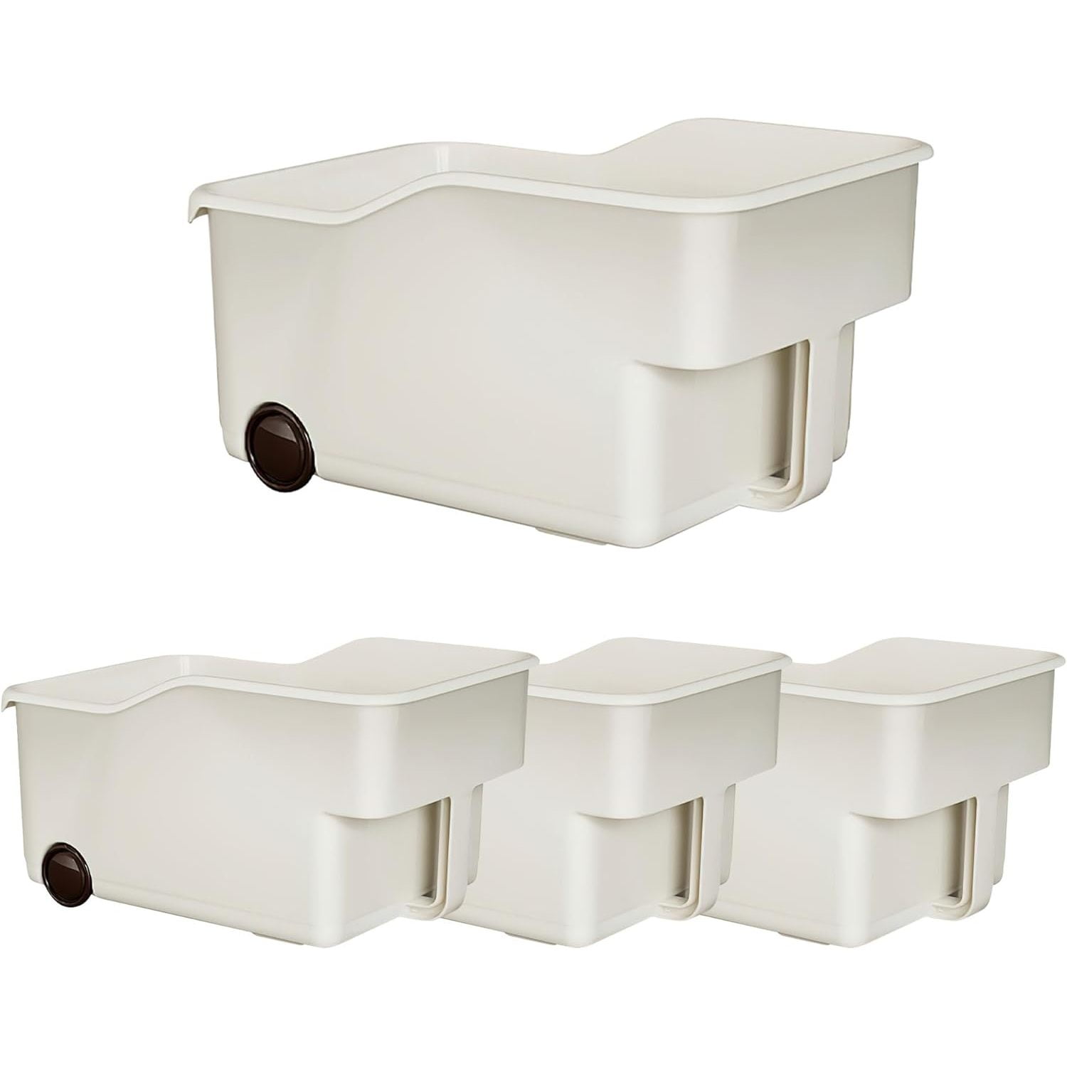 3 Pack Open Storage Bin with Handles & Wheels, Multi-Use Organizer for ...