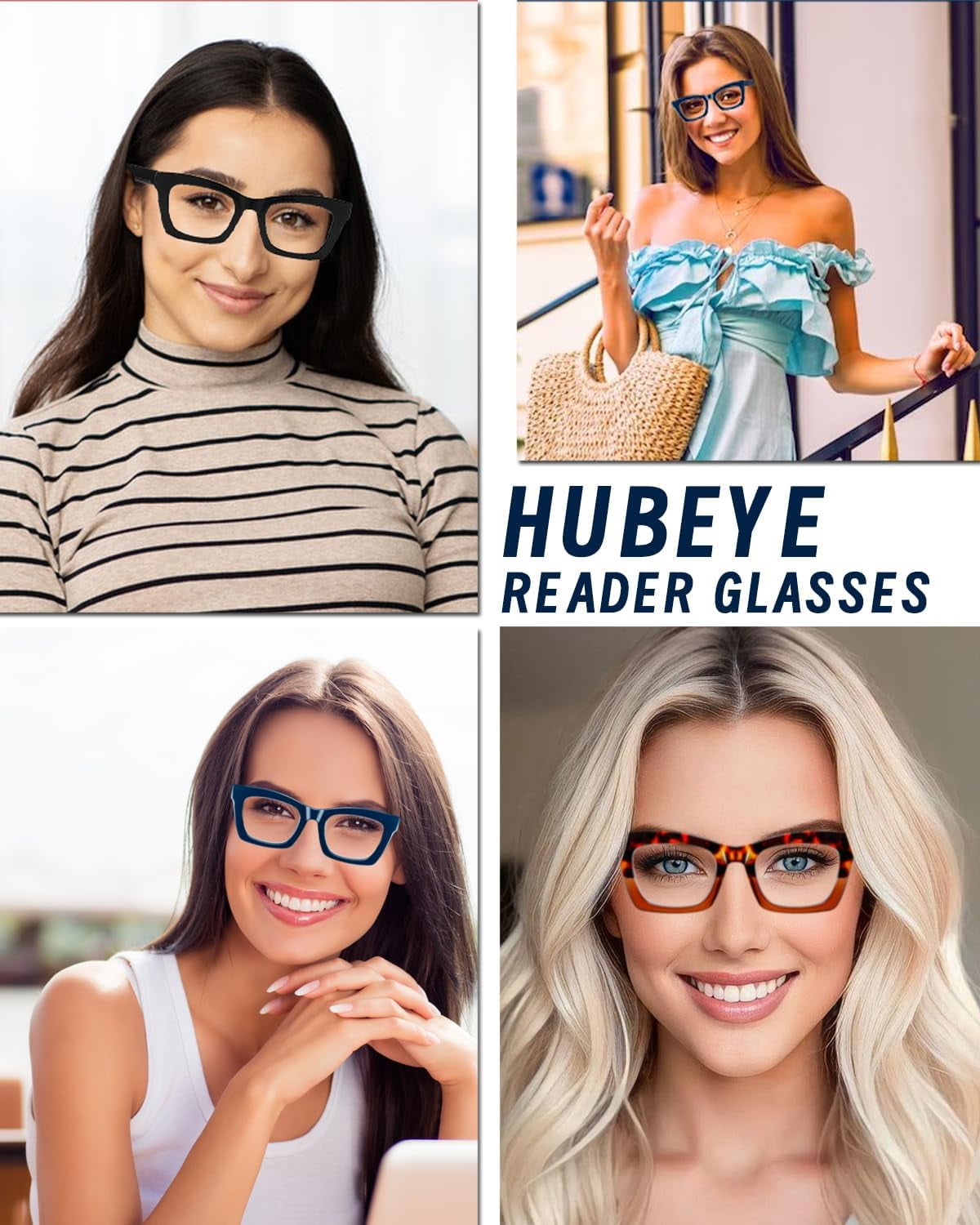 ZHIMEI-3 Pack Oprah Style Reading Glasses for Women Men Blue Light ...