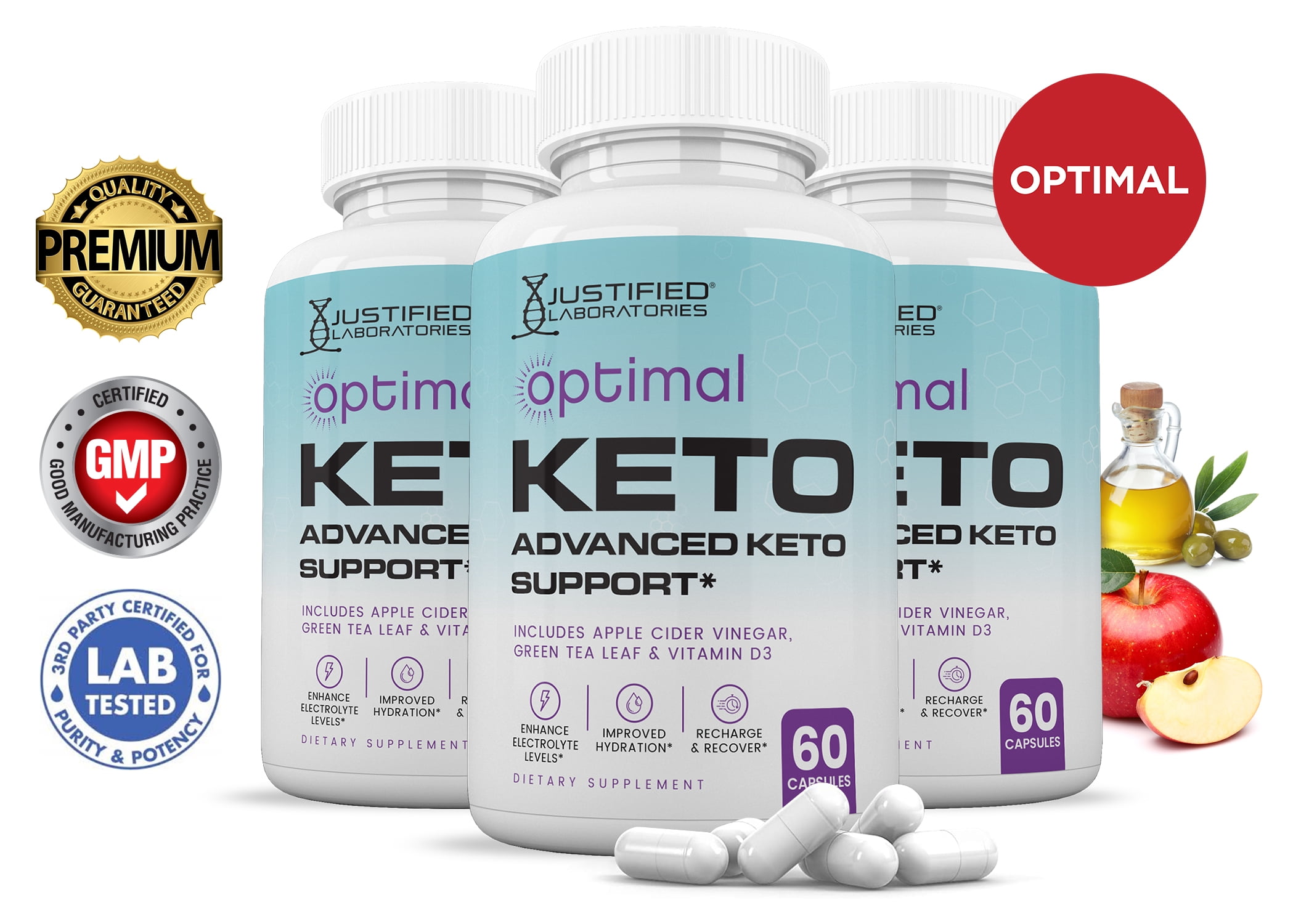 (3 Pack) Optimal Keto ACV Pills 1275mg Alternative to Gummies Dietary ...