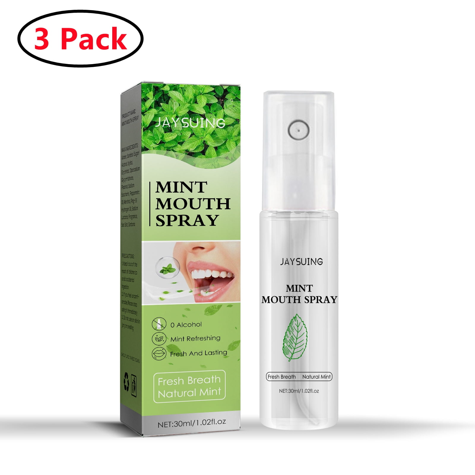3 Pack Oral Breath Spray, Mint, Sugar Free, pH Balanced, Fights Bad ...