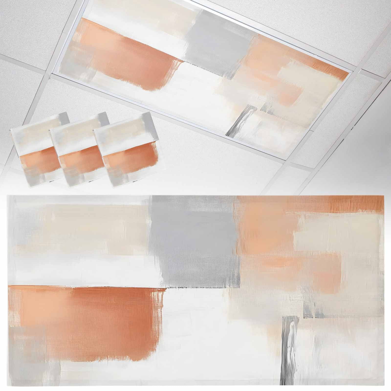 3 Pack Orange Grey Oil Painting Fluorescent Light Covers for Ceiling ...
