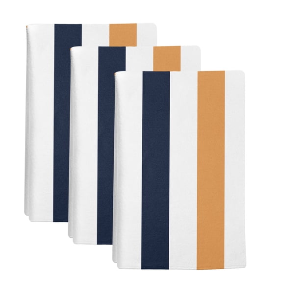 3 Pack Orange Navy Blue Striped Kitchen Towels Modern Abstract ...