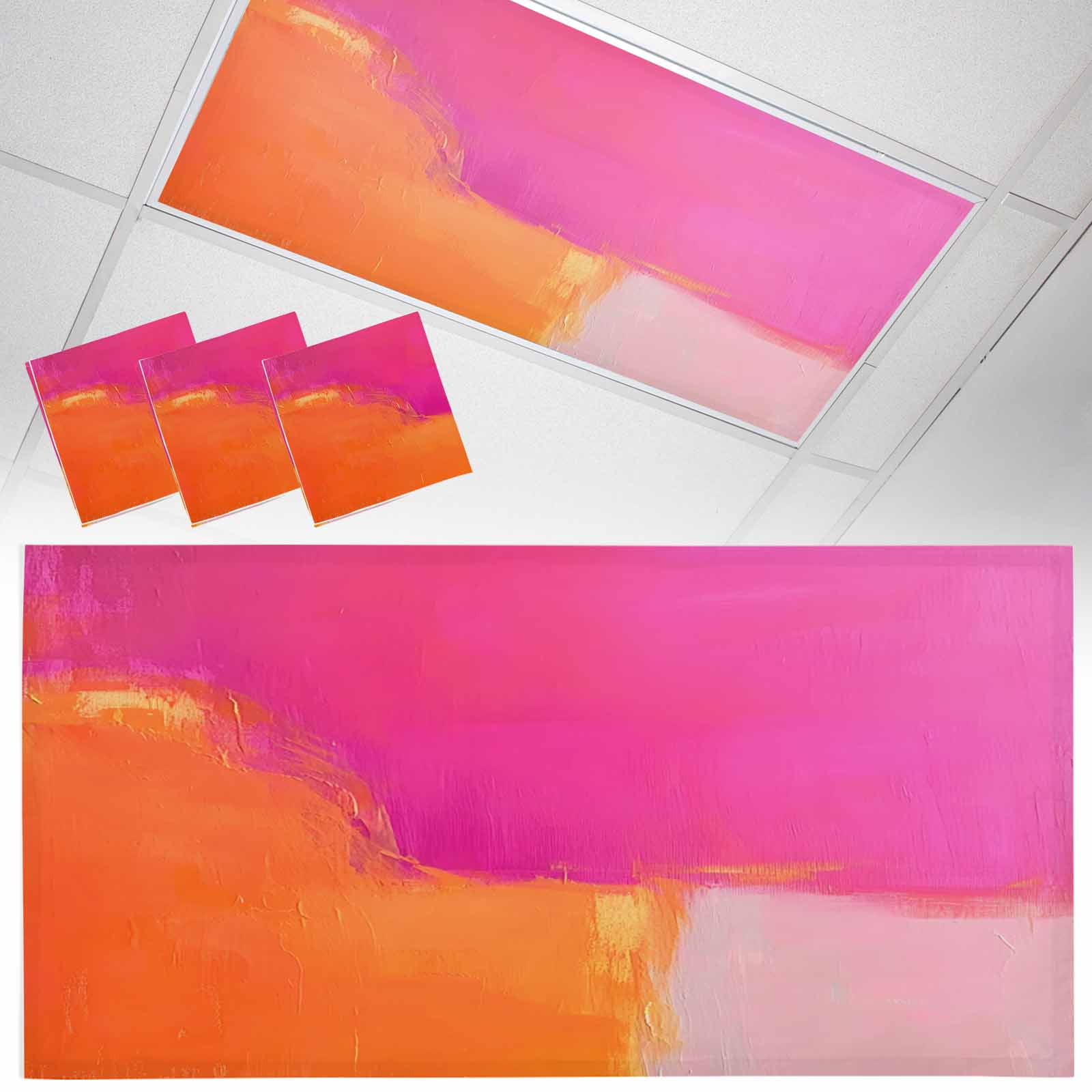 3 Pack Orange Ponk Fluorescent Light Covers for Ceiling Lights Gradient ...