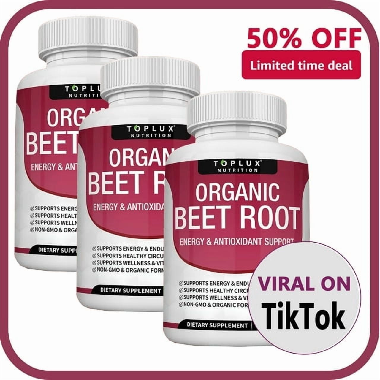 3 Pack Organic Beet Root for Blood Flow – Toplux, Nitric Oxide & Heart Function - Walmart.com
