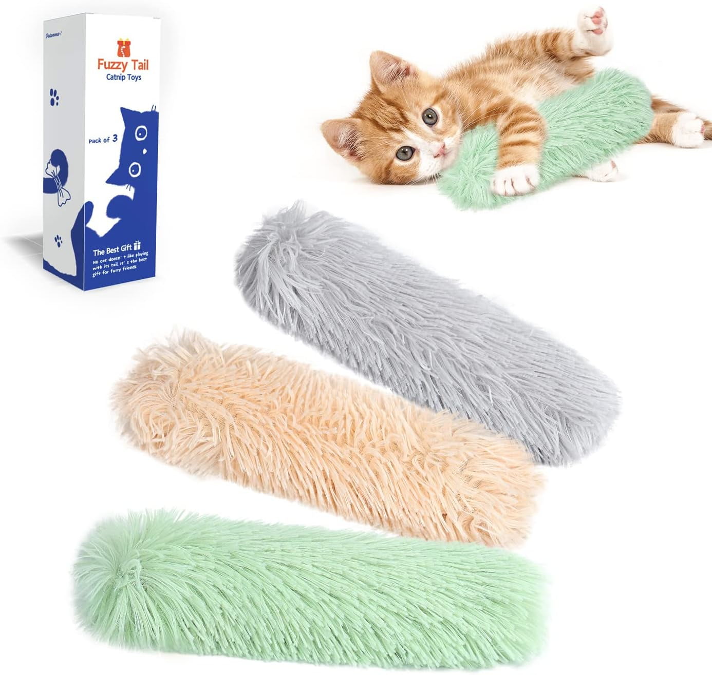 3-Pack Organic Catnip Crinkle Pillows - Soft Durable Kitten Toys with ...