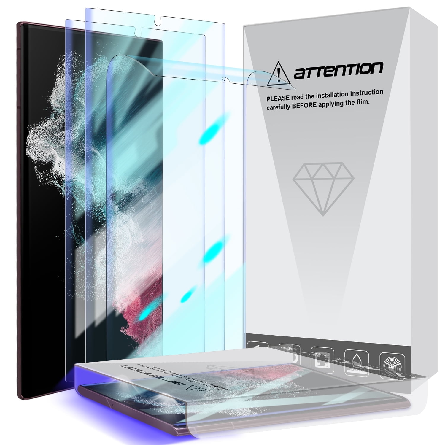 [3-Pack] Orzero for Samsung Galaxy S22 Ultra Soft TPU Protector with UV ...
