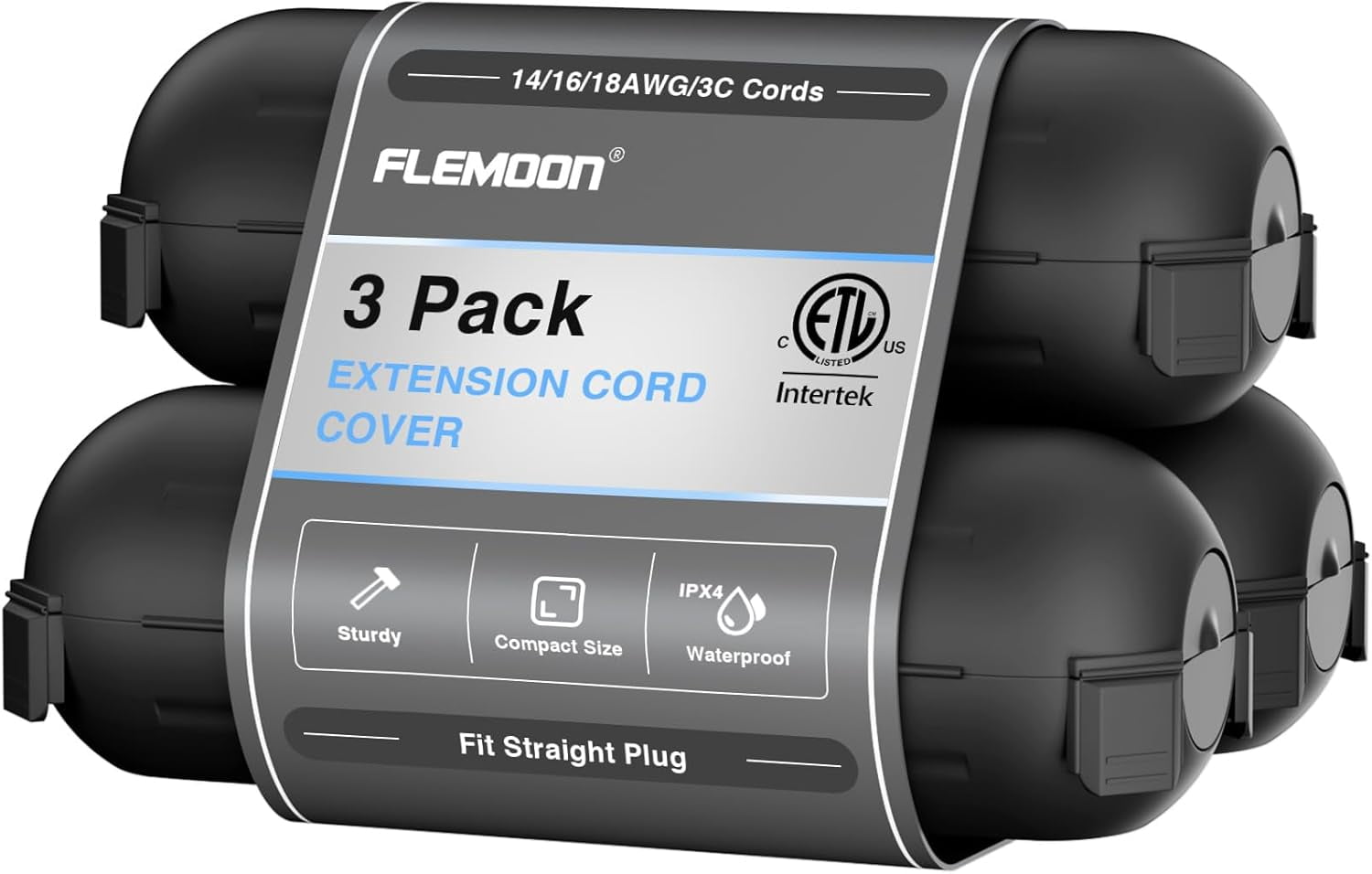 3 Pack Outdoor Extension Cord Safety Cover with Waterproof Seal ...