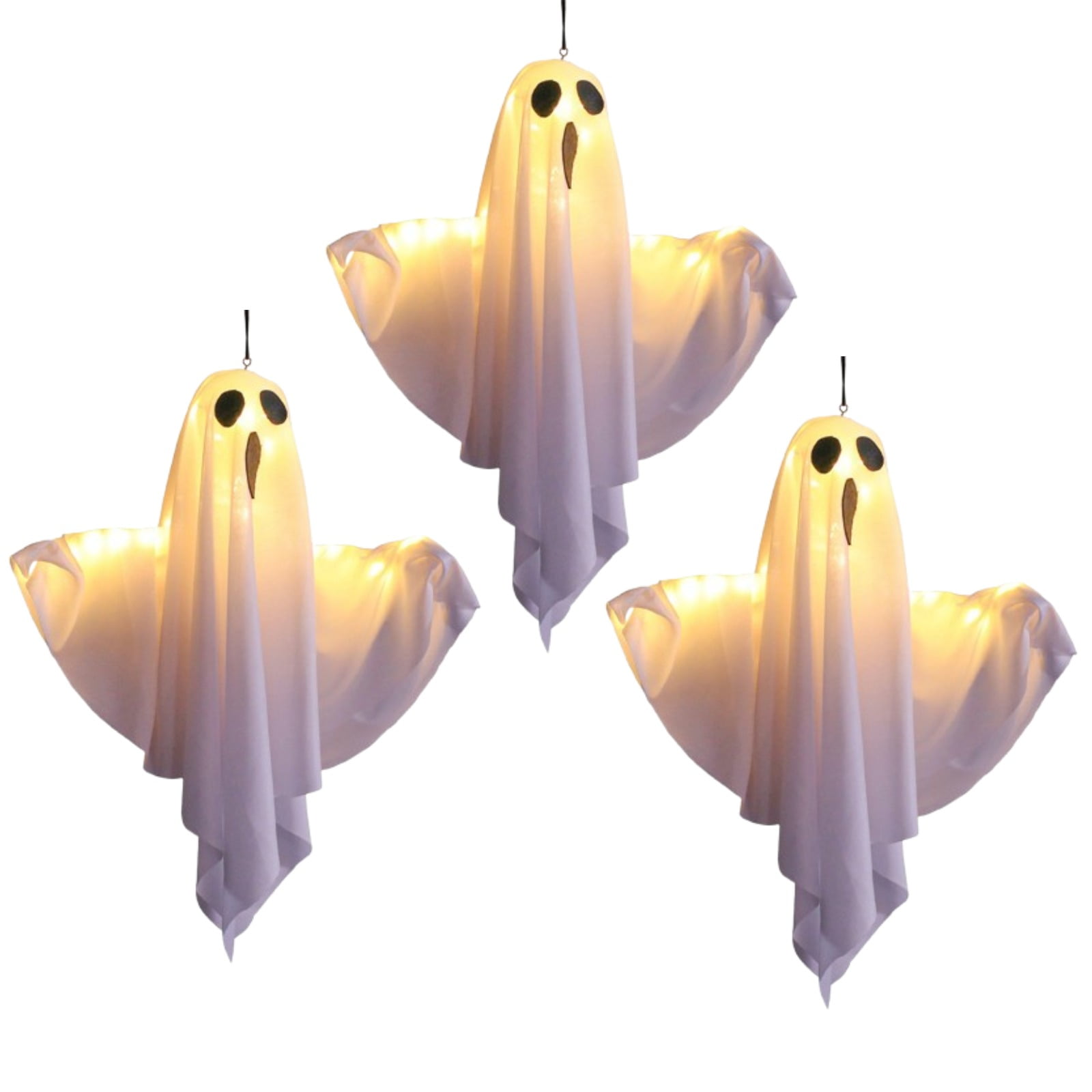 3 Pack Outdoor Halloween Decor: Sets of 3 Flying Ghost Light Stakes ...