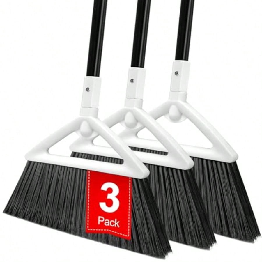 3 Pack Outdoor Indoor Broom Brooms for Sweeeping Indoor Heavy-Duty ...