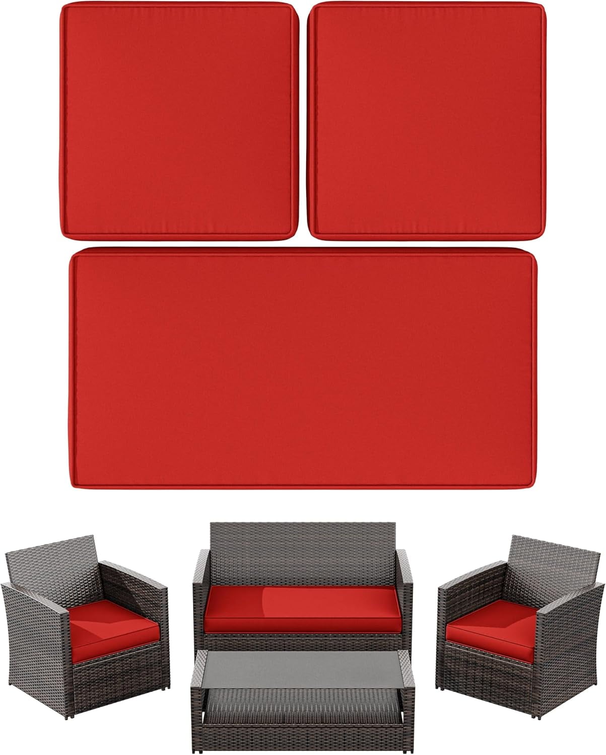 3 Pack Outdoor Patio Seat Cushions Replacement Covers Fit for 4 Pieces ...