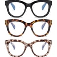 3 Pack Oversize Square Design Reading Glasses for Women, Blue Light ...