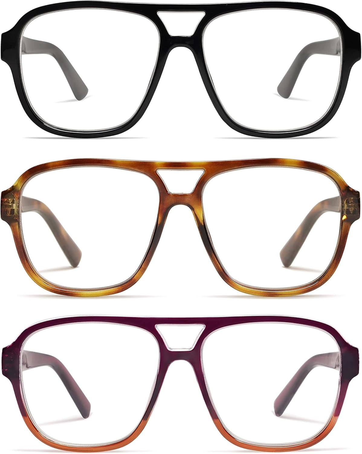 3 Pack Oversized Aviator Spring Hinge Reading Glasses for Women Men ...