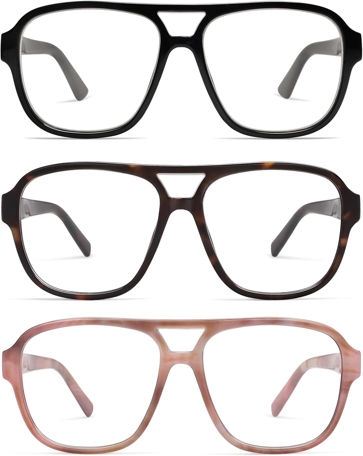 3 Pack Oversized Aviator Spring Hinge Reading Glasses for Women Men ...
