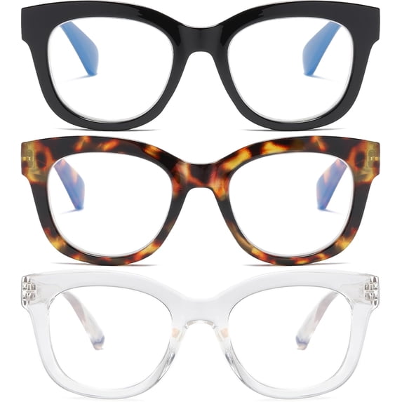 3 Pack Oversized Blue Light Blocking Reading Glasses for Women, Retro ...