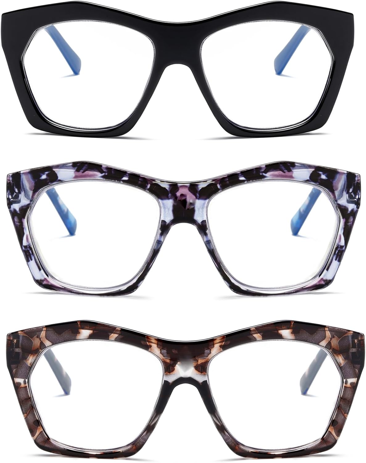 3 Pack Oversized Frame Design Women's Reading Glasses, Blue Light ...