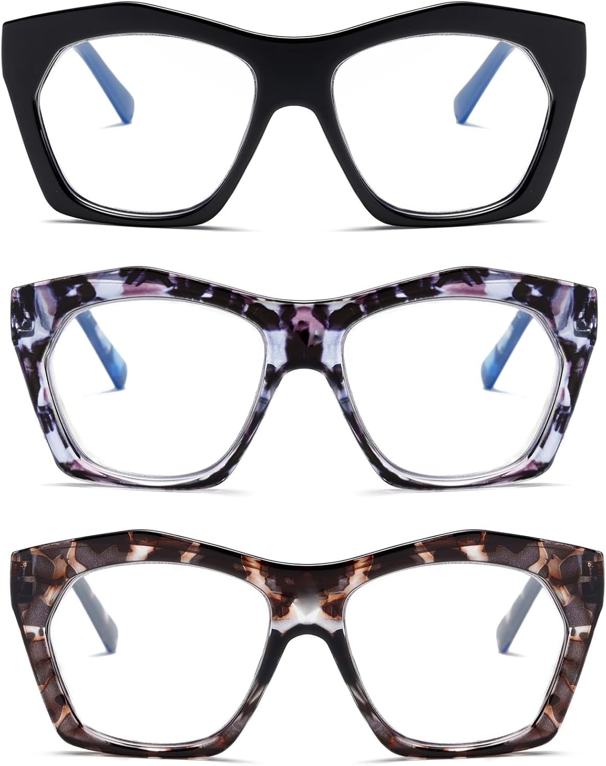 3 Pack Oversized Frame Design Women's Reading Glasses, Blue Light ...