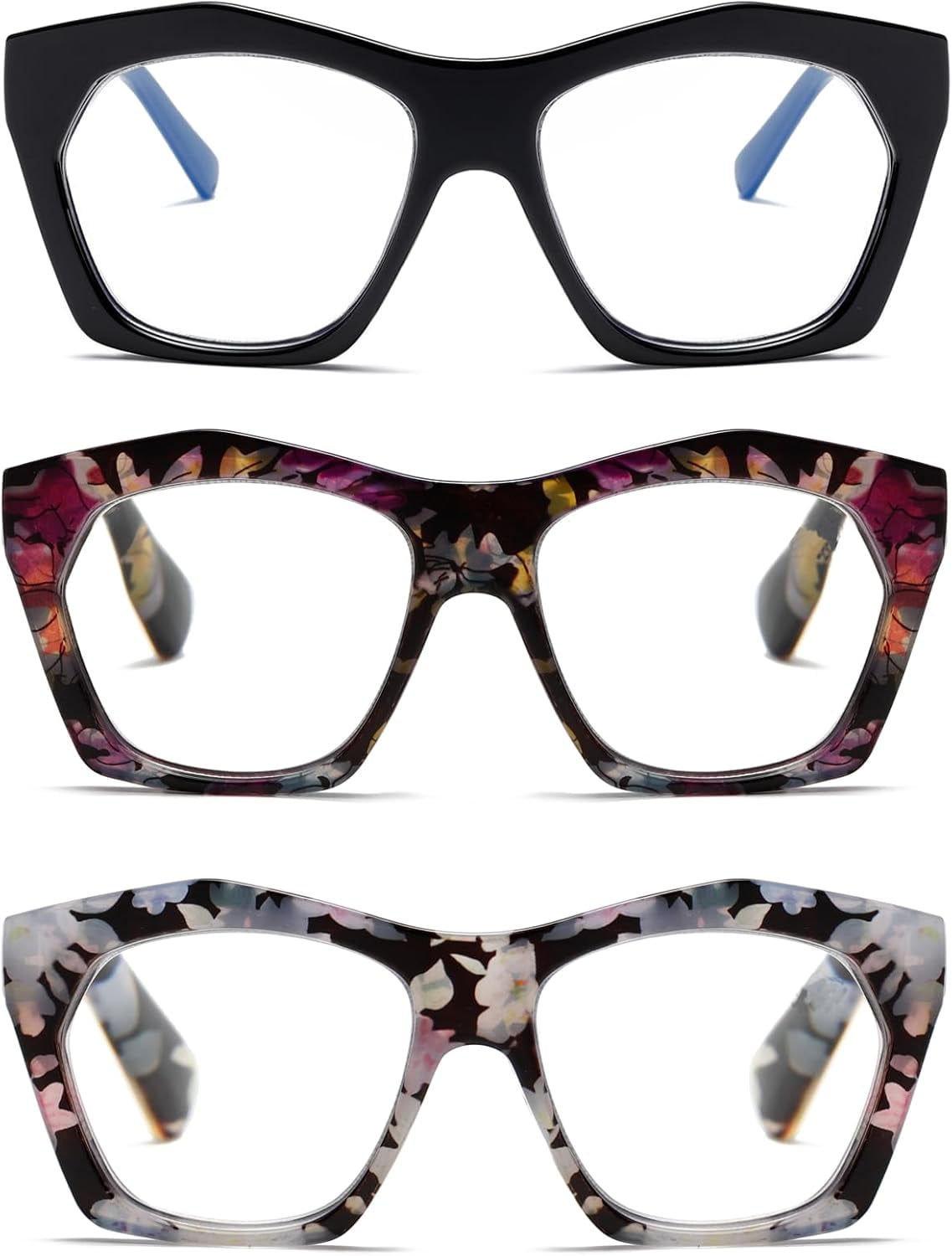 3 Pack Oversized Frame Design Women's Reading Glasses, Blue Light ...