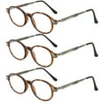 3 Pack Oversized Reading Glasses TR Metal Oval Readers for Men Women ...
