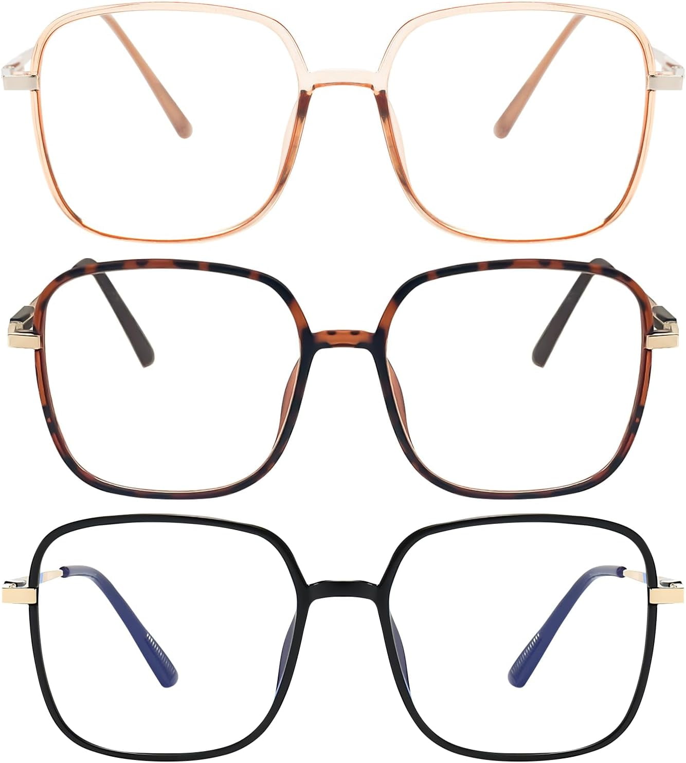 3 Pack Oversized Reading Glasses for Women Men, Large Super Light Frame ...