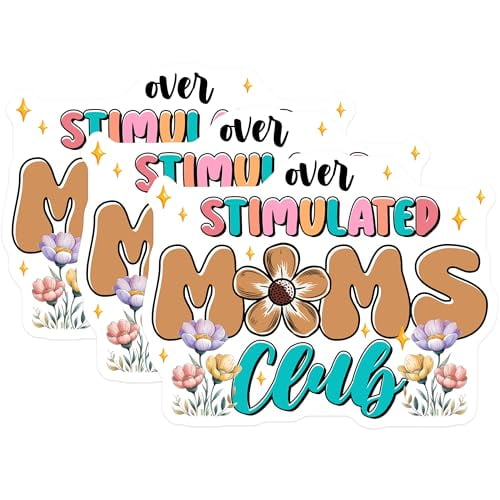 (3 Pack) Overstimulated Moms Club Decals - Floral Mom Decal - Funny Mom ...