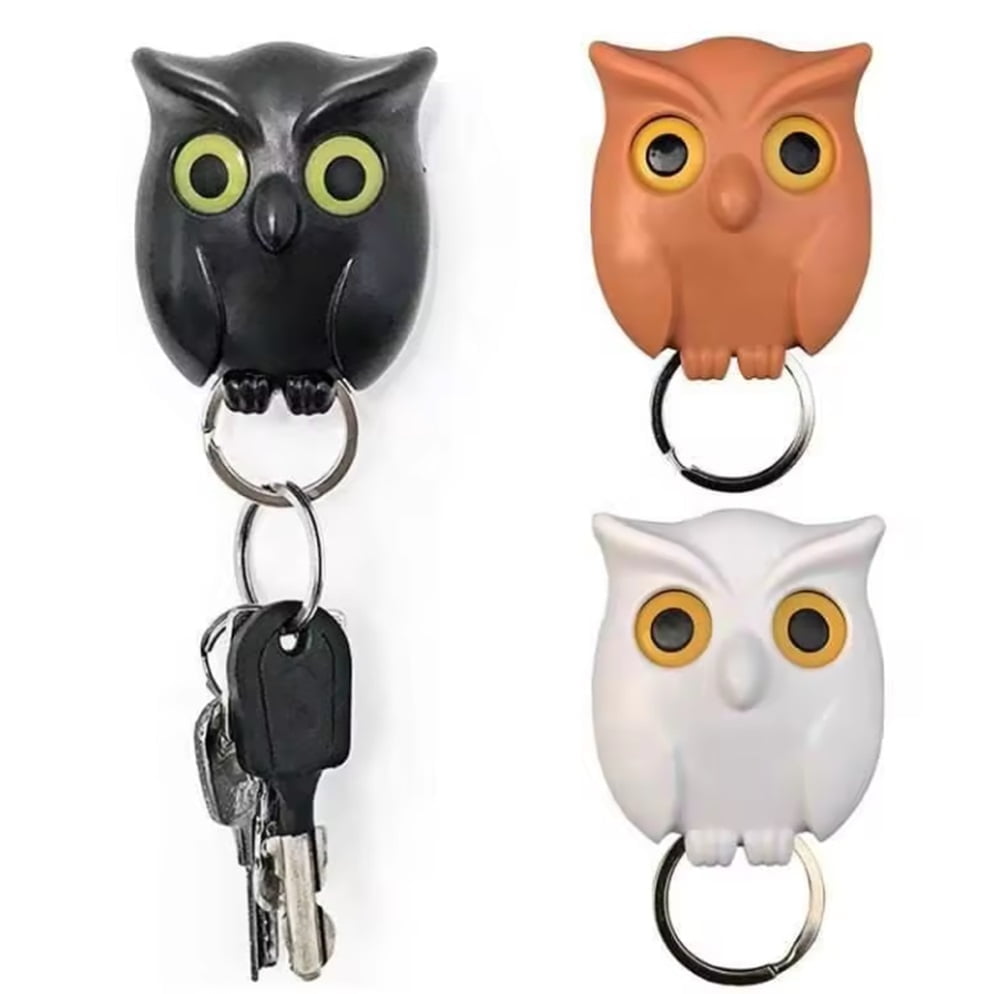 3-Pack Owl Key Holder – Cute Wall-Mounted Key Hooks with Automatic Open ...