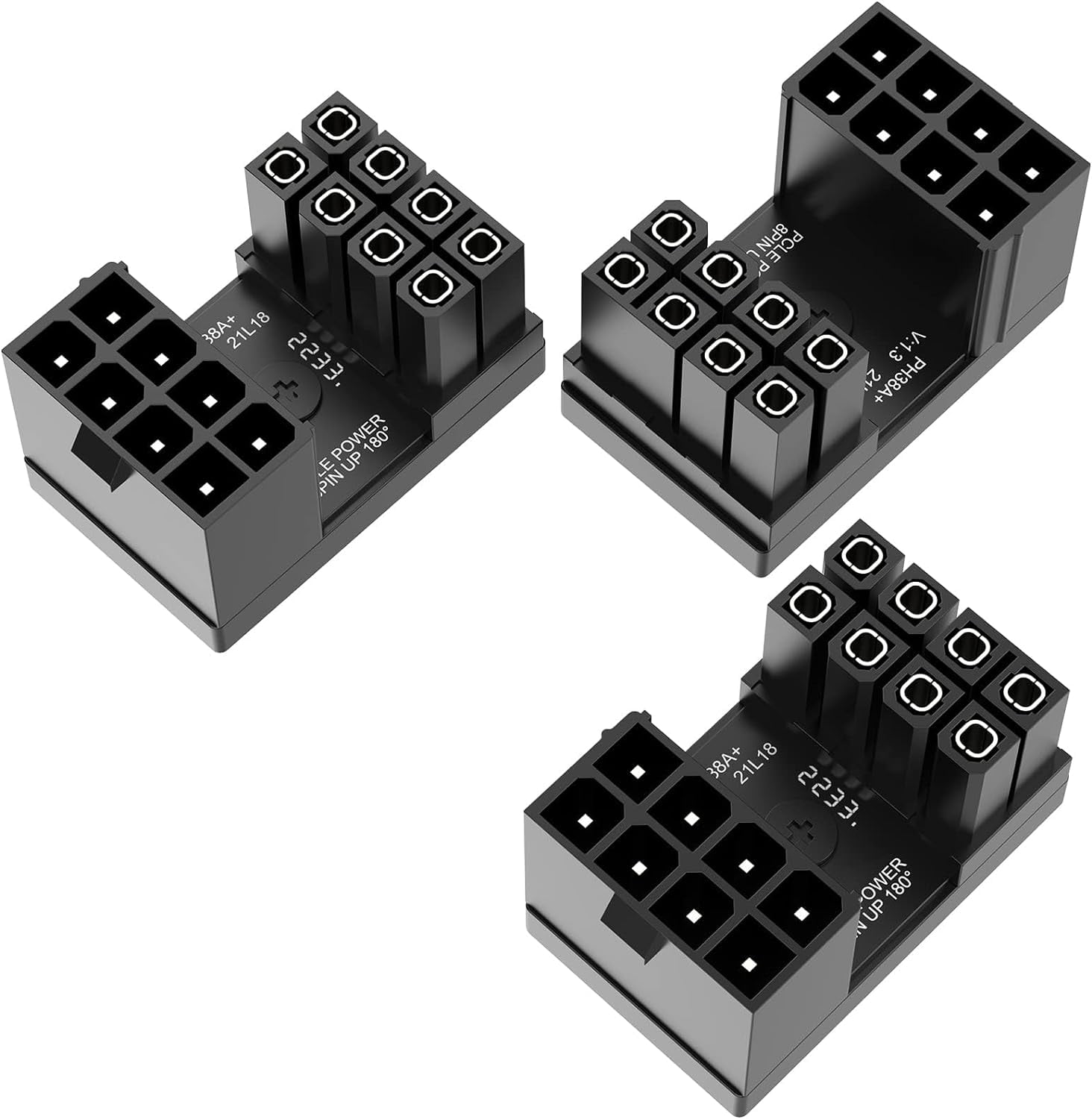 3-Pack PCIe 8 Pin 180 Degree Adapter, U Turn 180 Degree Angle 8 Pin ...