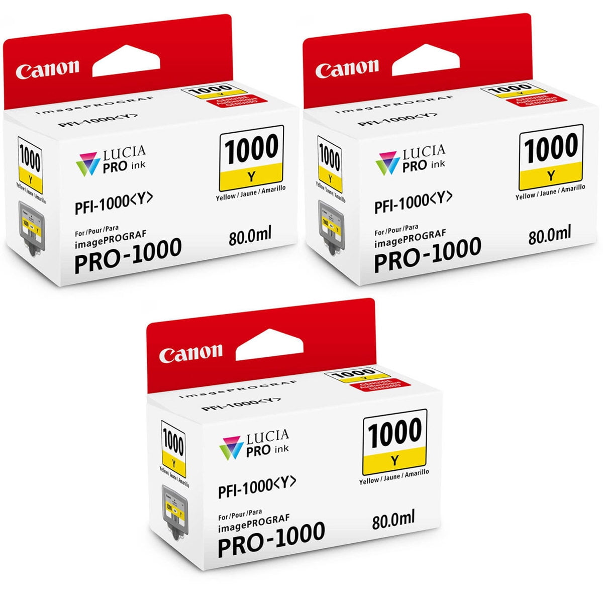 Canon 3 Pack PFI-1000Y Yellow LUCIA PRO ink for imagePROGRAF PRO-1000 ...