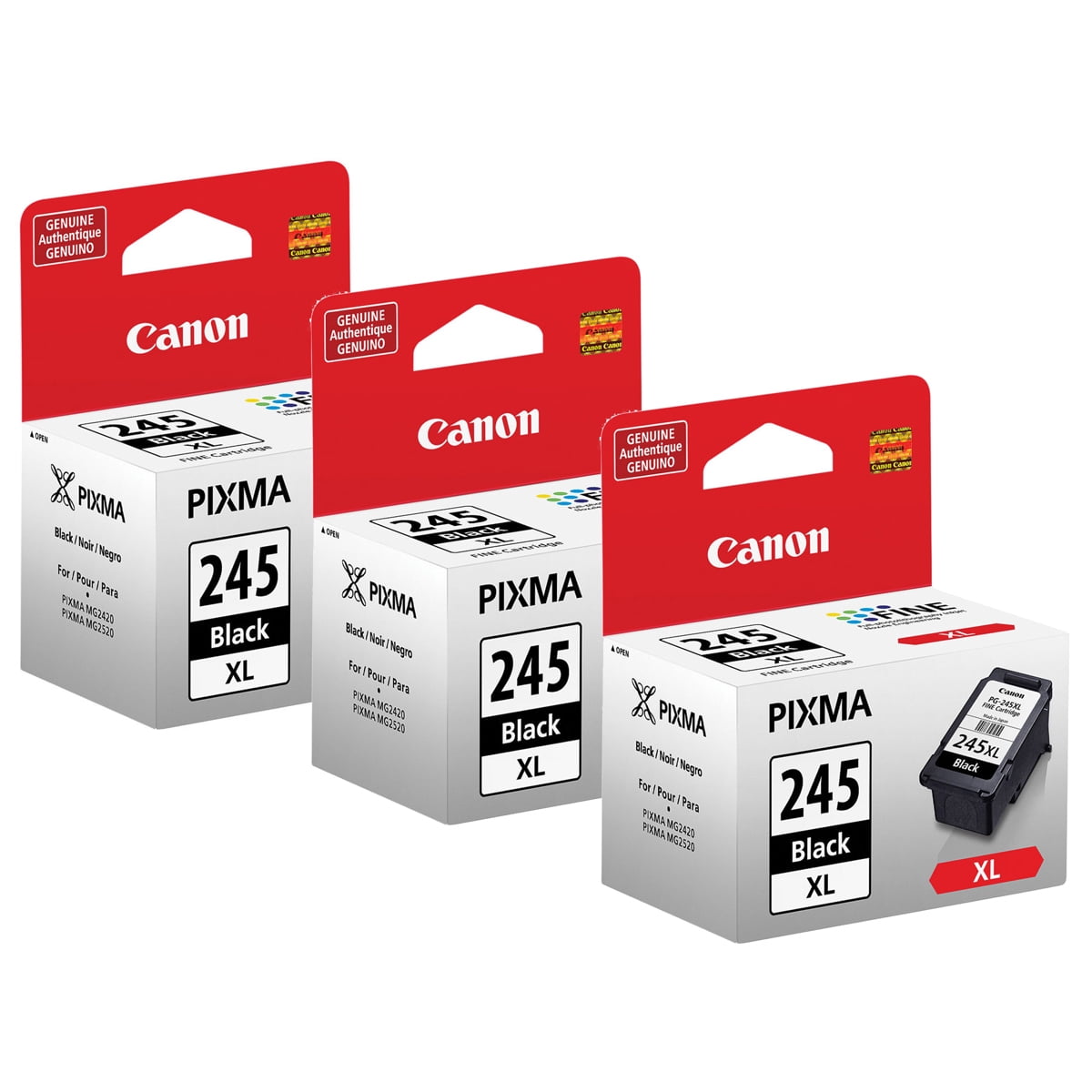 Canon 3 Pack PG-245 XL Black Ink Cartridge for PIXMA Series Printers ...